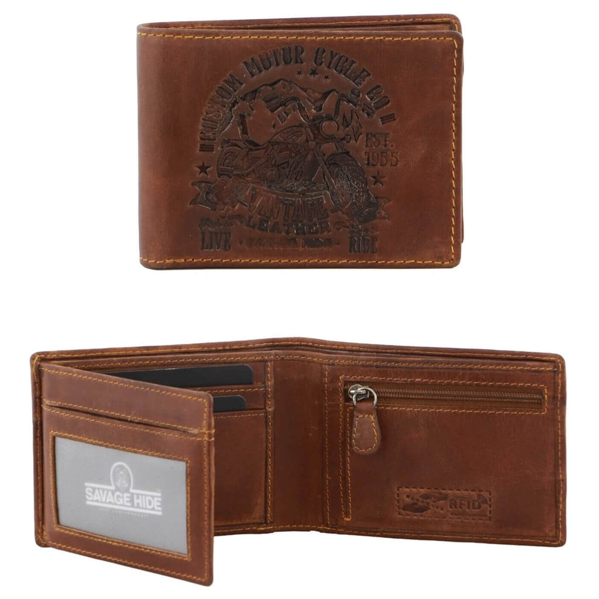 Billy The Kid Mens Tri-fold Leather Wallet in Cognac – Lords Grooming ...