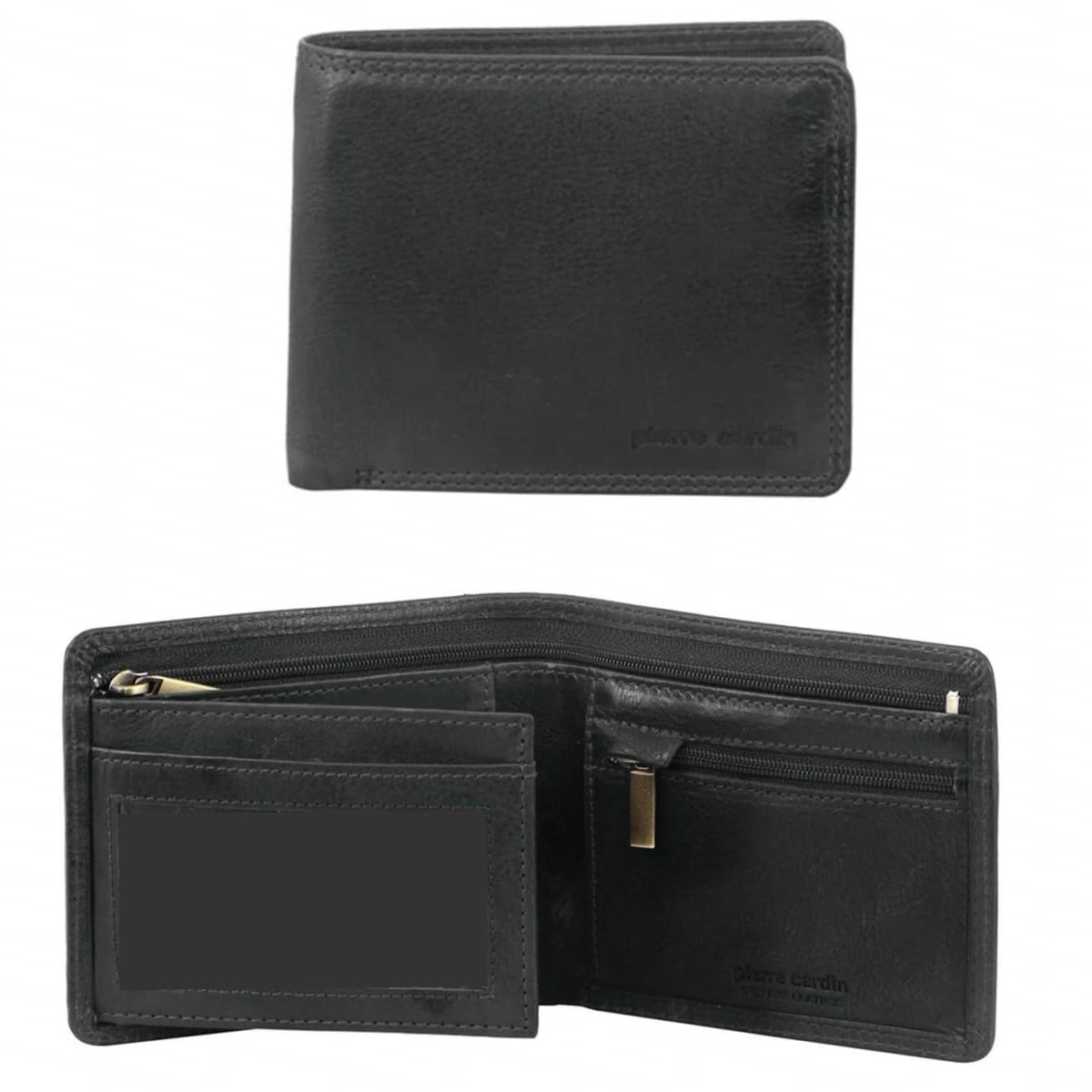 Pierre Cardin Mens Italian Rustic Leather Tri-fold Wallet in Black ...