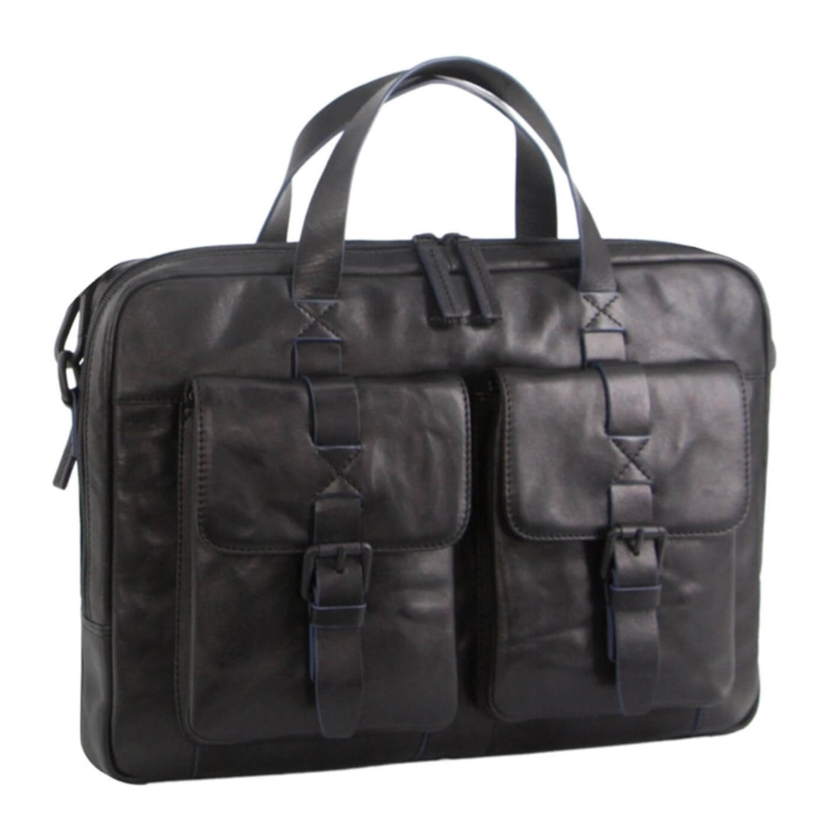 Pierre Cardin PC3391 Crumple Leather Multi-Sections Business Bag/Black ...